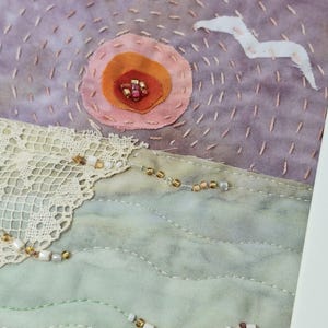 Sunset at the Beach - Fiber Art Landscape - Handmade Textile Art ...
