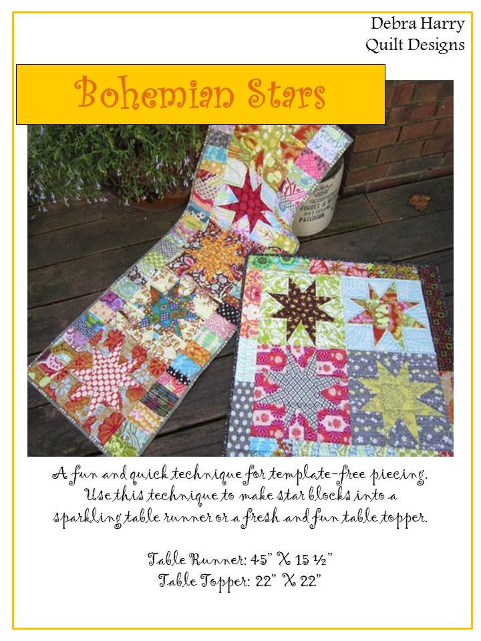 Bohemian Stars Table Runner and Table Topper Pattern, PDF, Digital ...