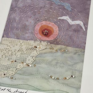 Sunset at the Beach - Fiber Art Landscape - Handmade Textile Art ...