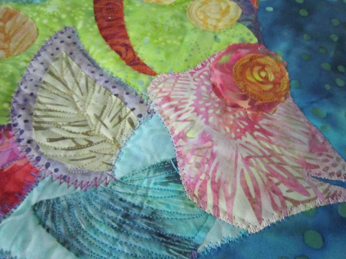 Caribbean Angel Fish Raw Edge Applique and Pieced Wall Quilt Pattern - Etsy