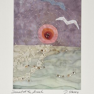 Sunset at the Beach - Fiber Art Landscape - Handmade Textile Art ...