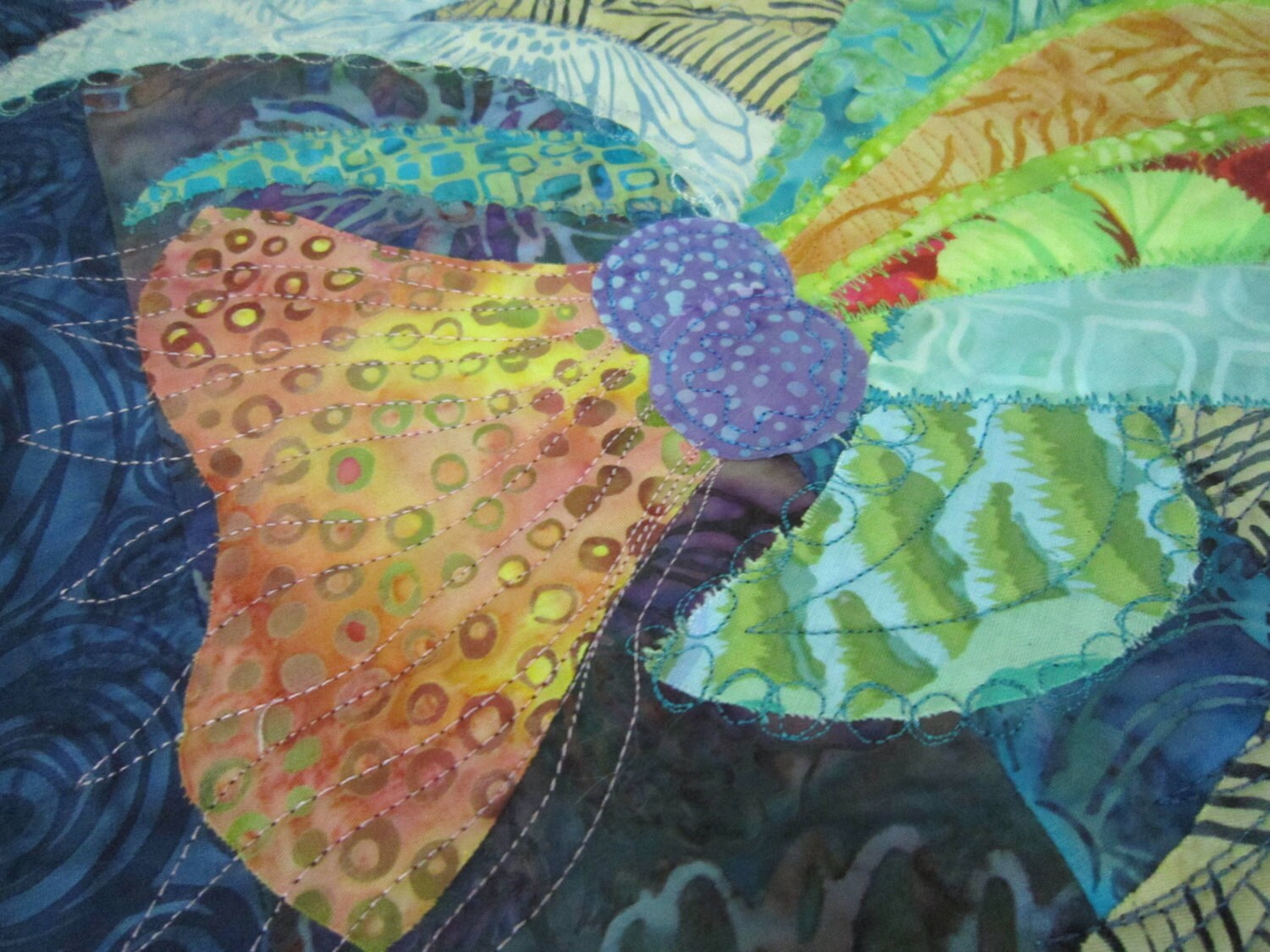 Caribbean Angel Fish Raw Edge Applique and Pieced Wall Quilt Pattern - Etsy