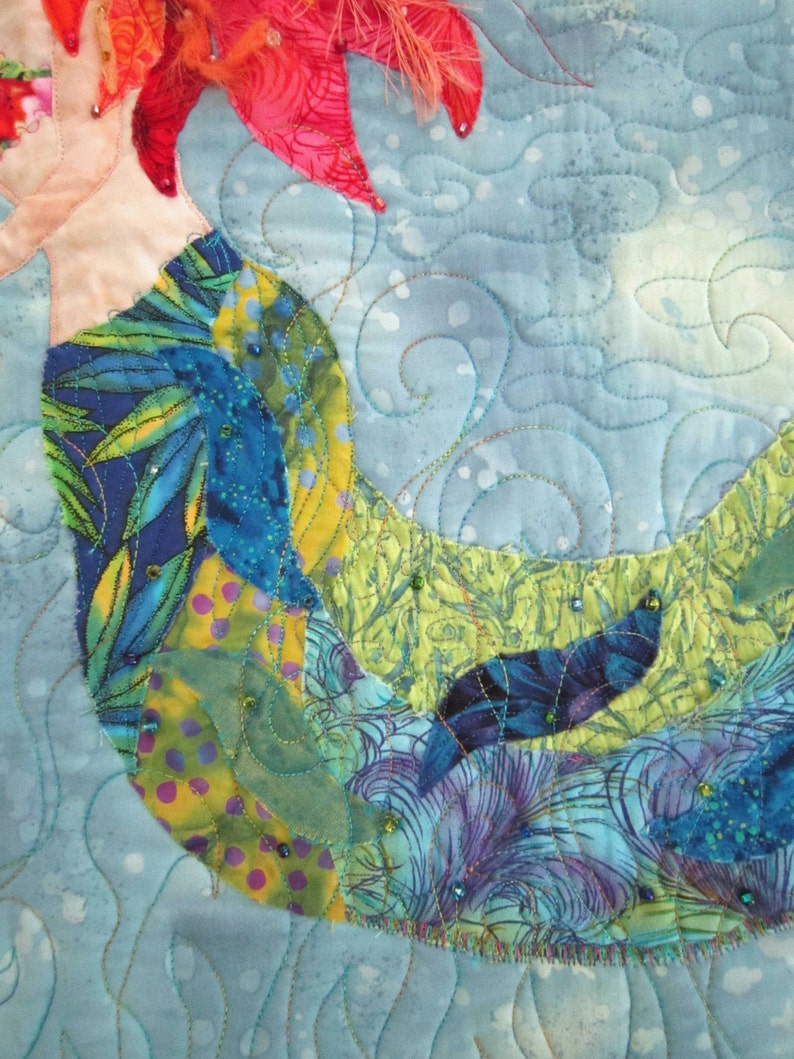 The Mermaid Raw Edge Applique and Pieced Wall Quilt Pattern - Etsy