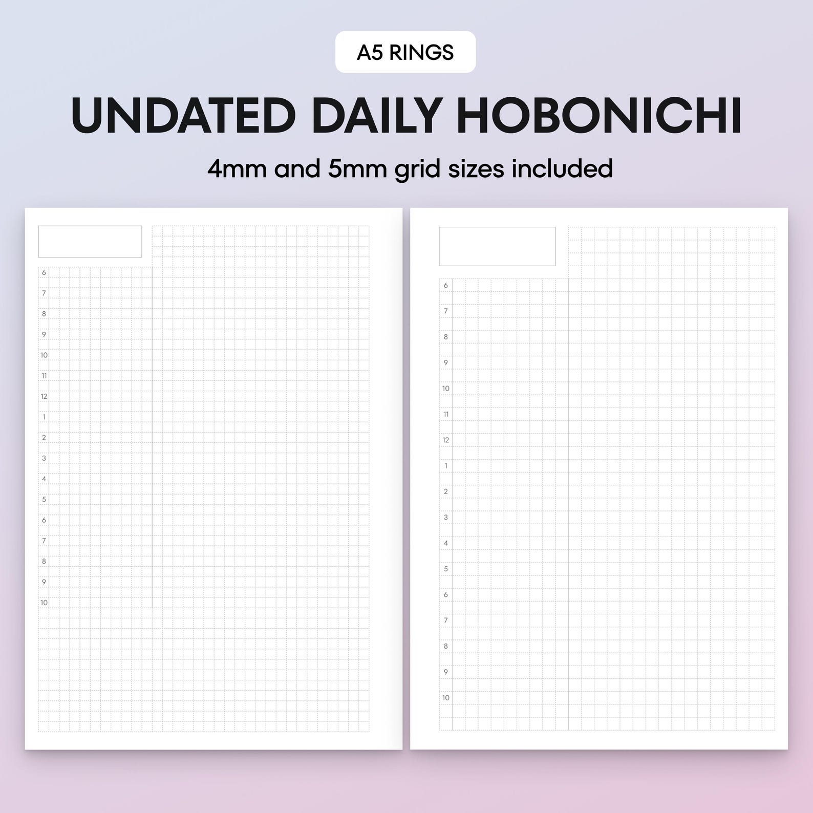 A5 Undated Daily Hobonichi Printable | 4mm or 5mm Grid | Planner ...