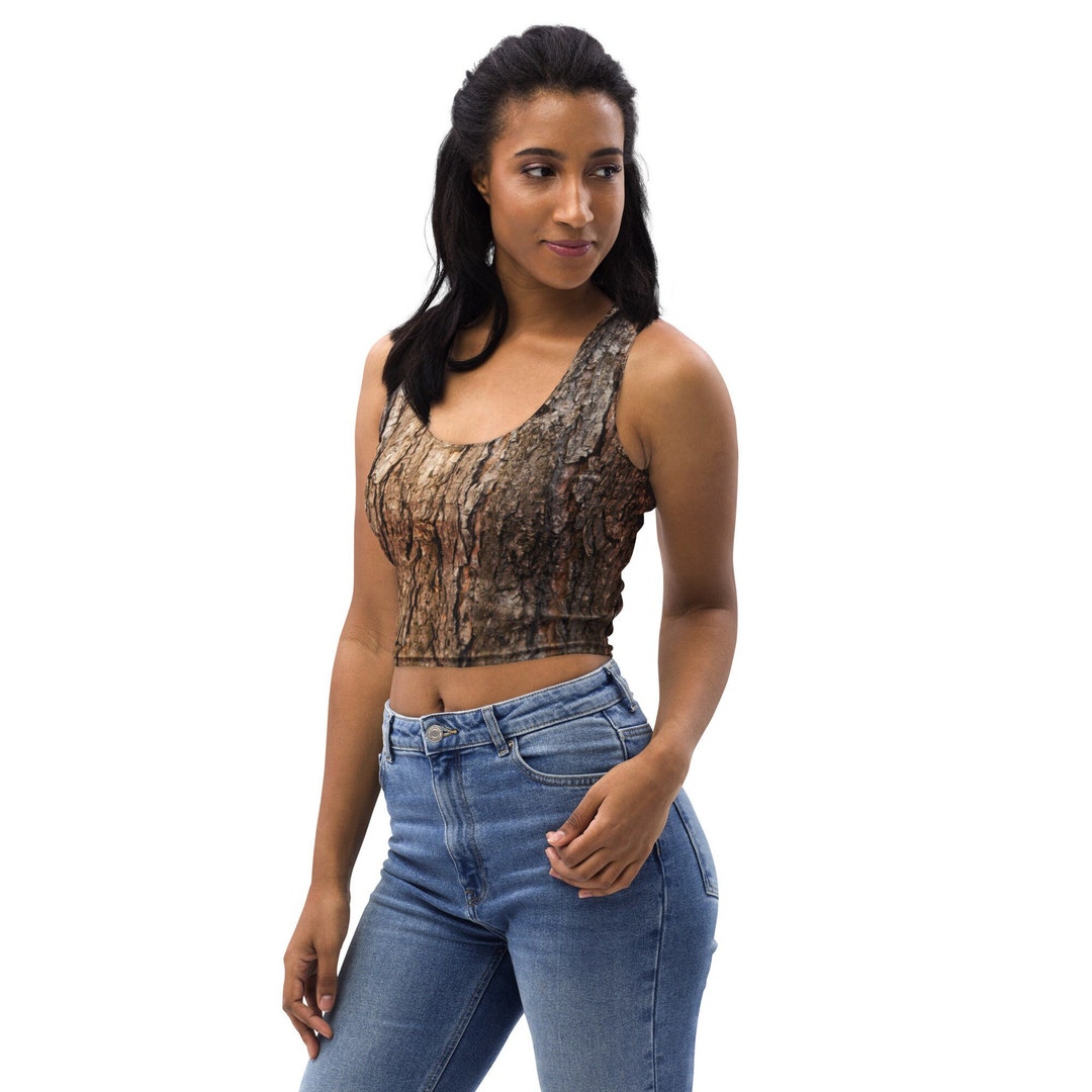 Tree Bark Print Crop Top: Nature Costume Apparel - Etsy