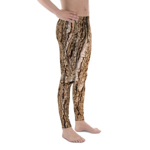 Men's Tree Bark Print Leggings. Great for Costumes, Hunting. Polyester ...