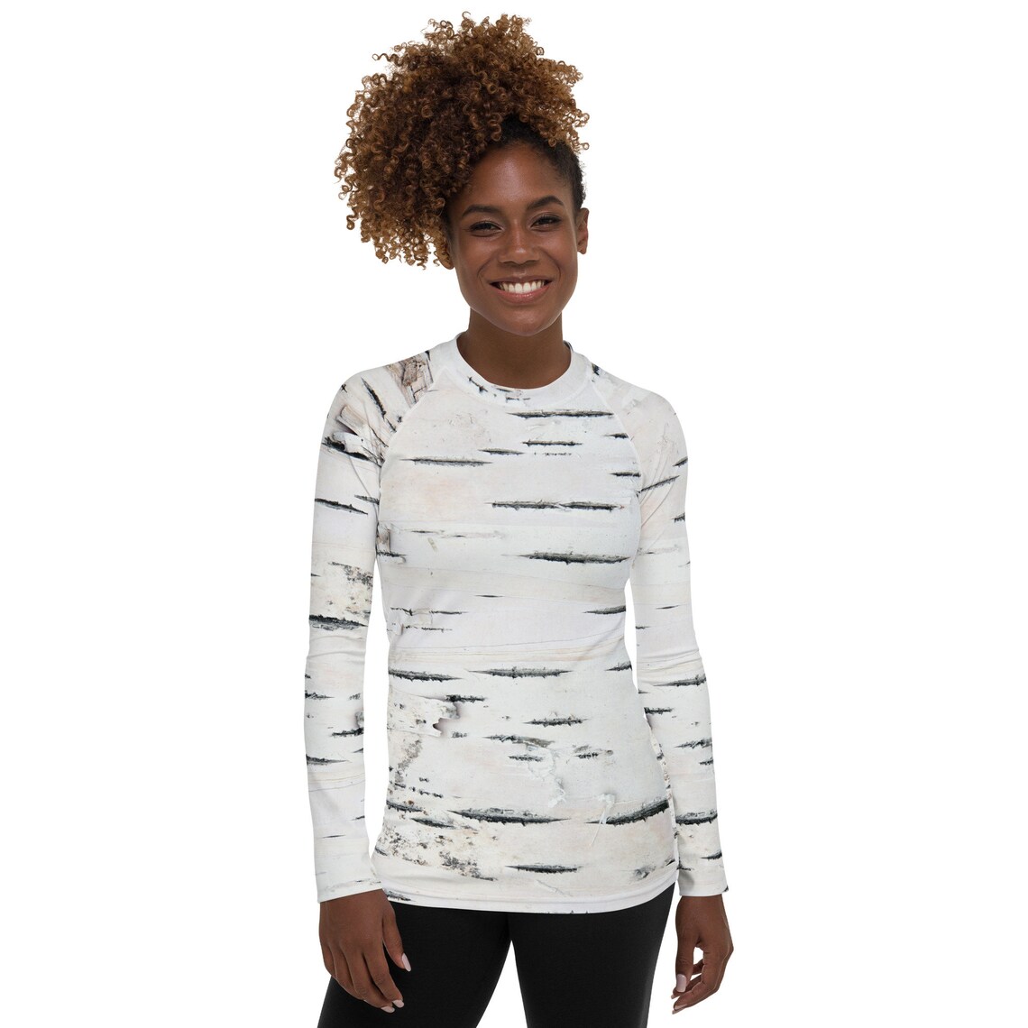 Birch Tree Long Sleeve Top. Nature Activewear. Birch Bark Pattern ...
