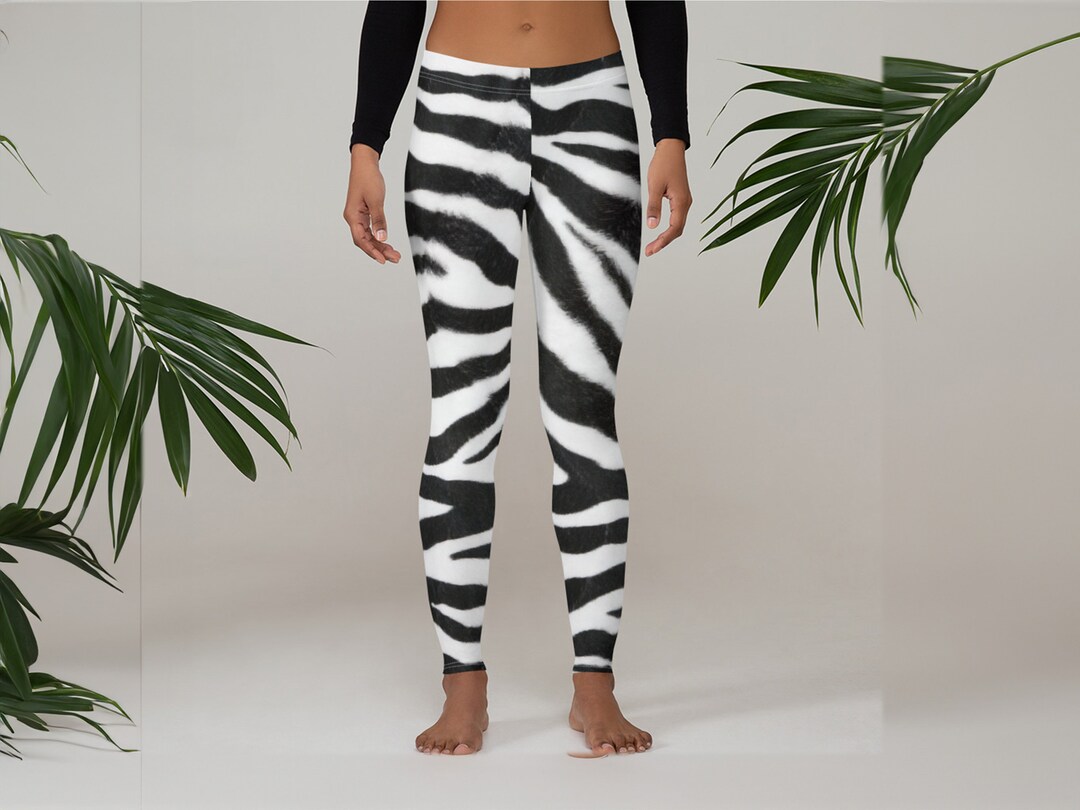 Stylish Zebra Print Leggings Trendy Animal Print Yoga Pants, Gym Wear ...