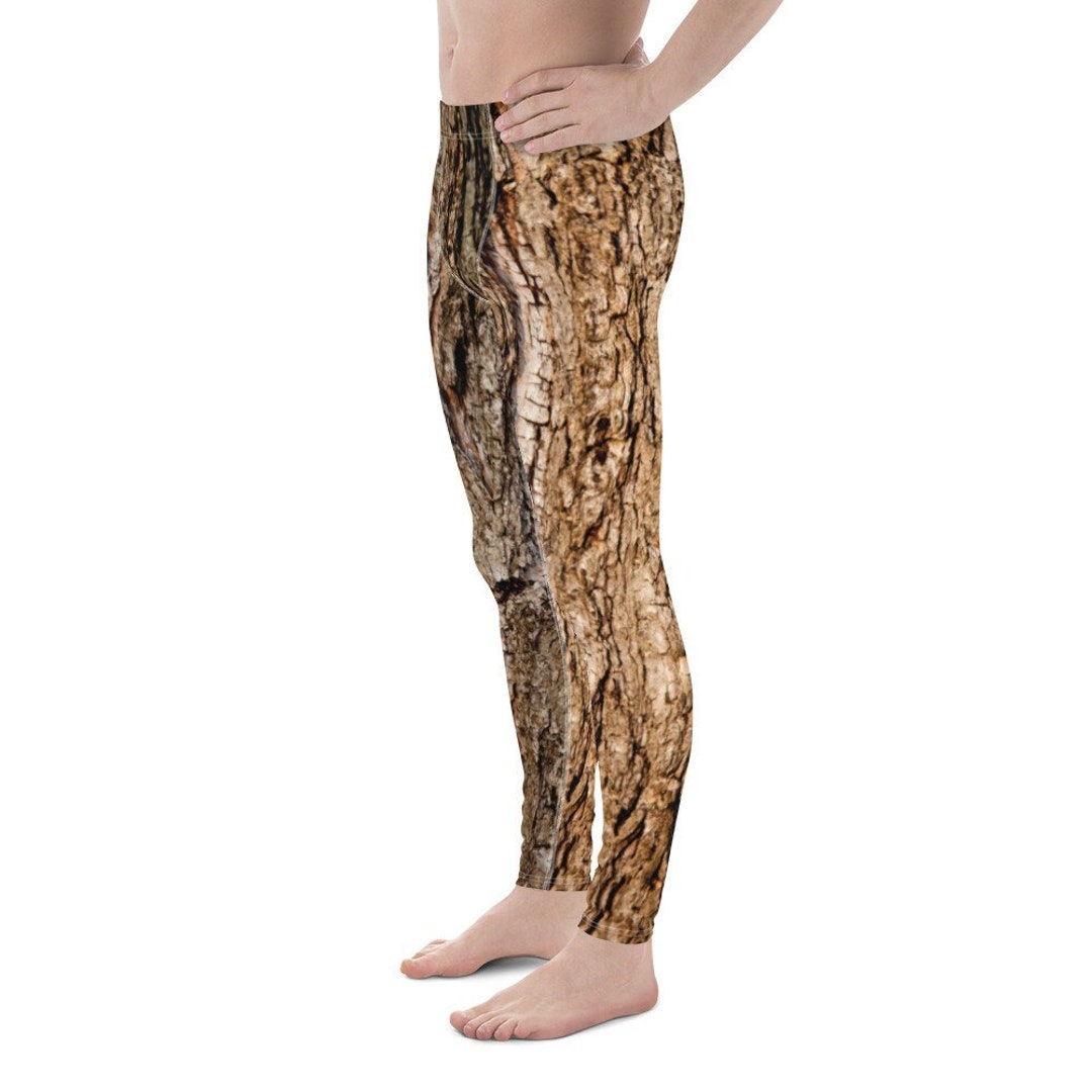 Men's Tree Bark Print Leggings. Great for Costumes, Hunting. Polyester ...