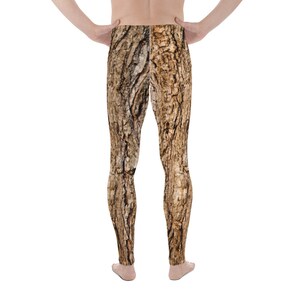 Men's Tree Bark Print Leggings. Great for Costumes, Hunting. Polyester ...