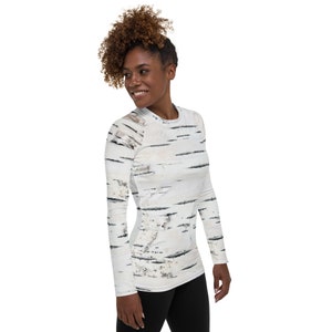 Birch Tree Long Sleeve Top. Nature Activewear. Birch Bark Pattern ...