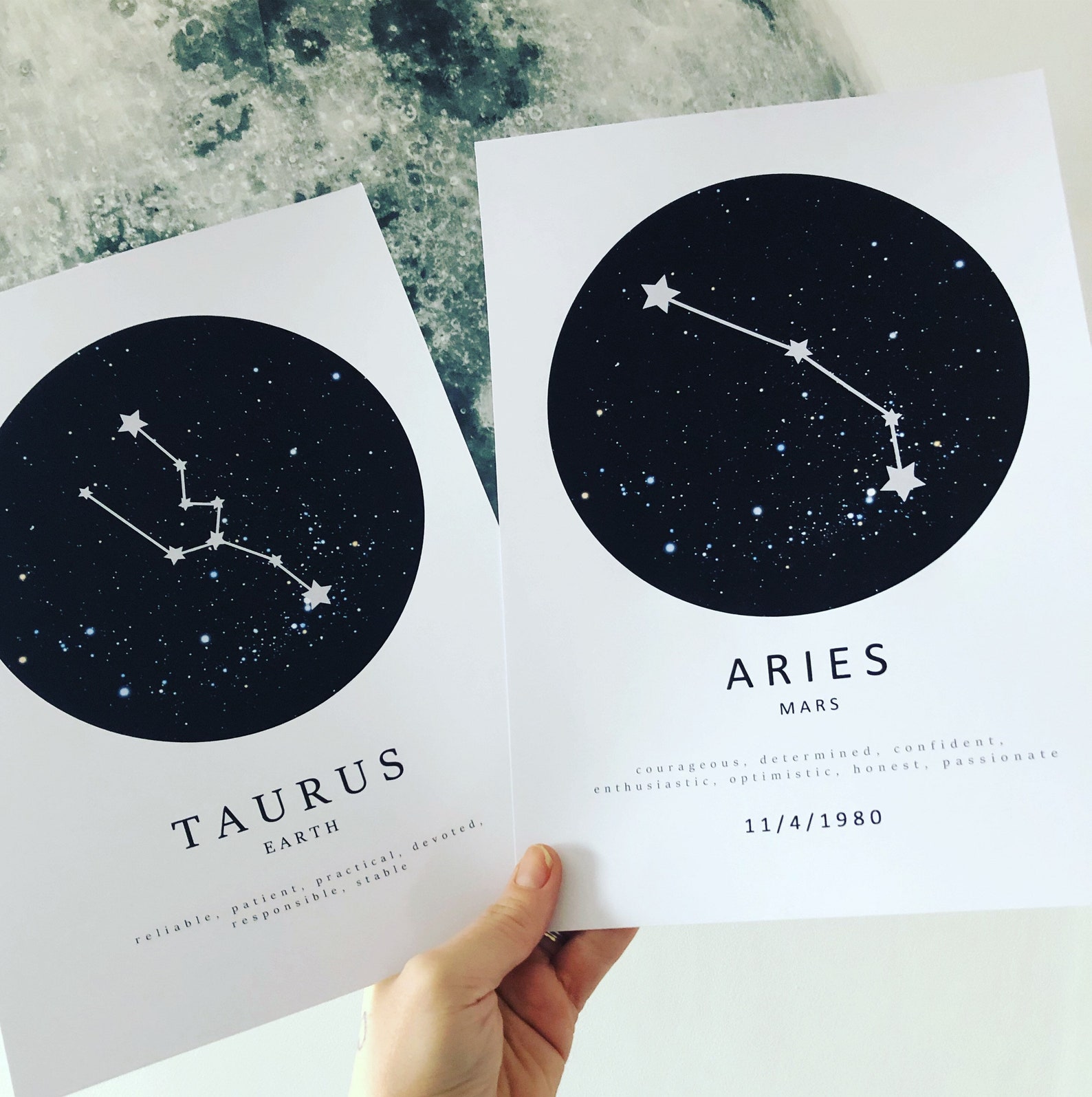 Constellations Map Birth Chart Art Birthday Gift Custom | Etsy Canada