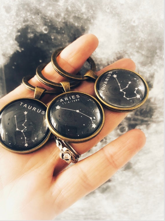 Constellations Star Map Personalised Star Sign Keyring | Etsy