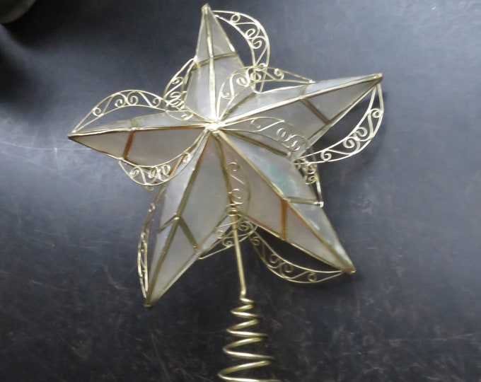 Vintage Gold Tone Capiz Shell Star Christmas Tree Topper - Etsy