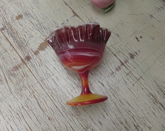 VINTAGE IMPERIAL GLASS Bowl Red Slag Glass Footed Candy Dish - Etsy