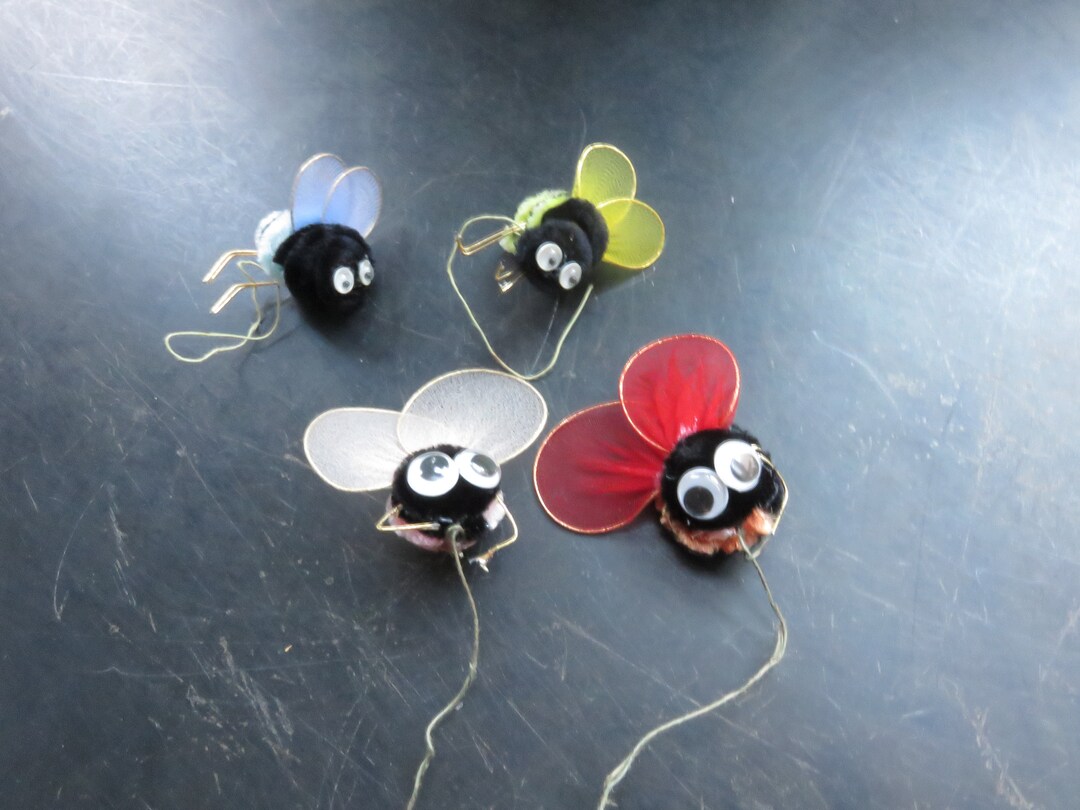 Vintage Lot of 4 Mesh Wings Pipe Cleaner Body Bugs Bees for Crafts or ...