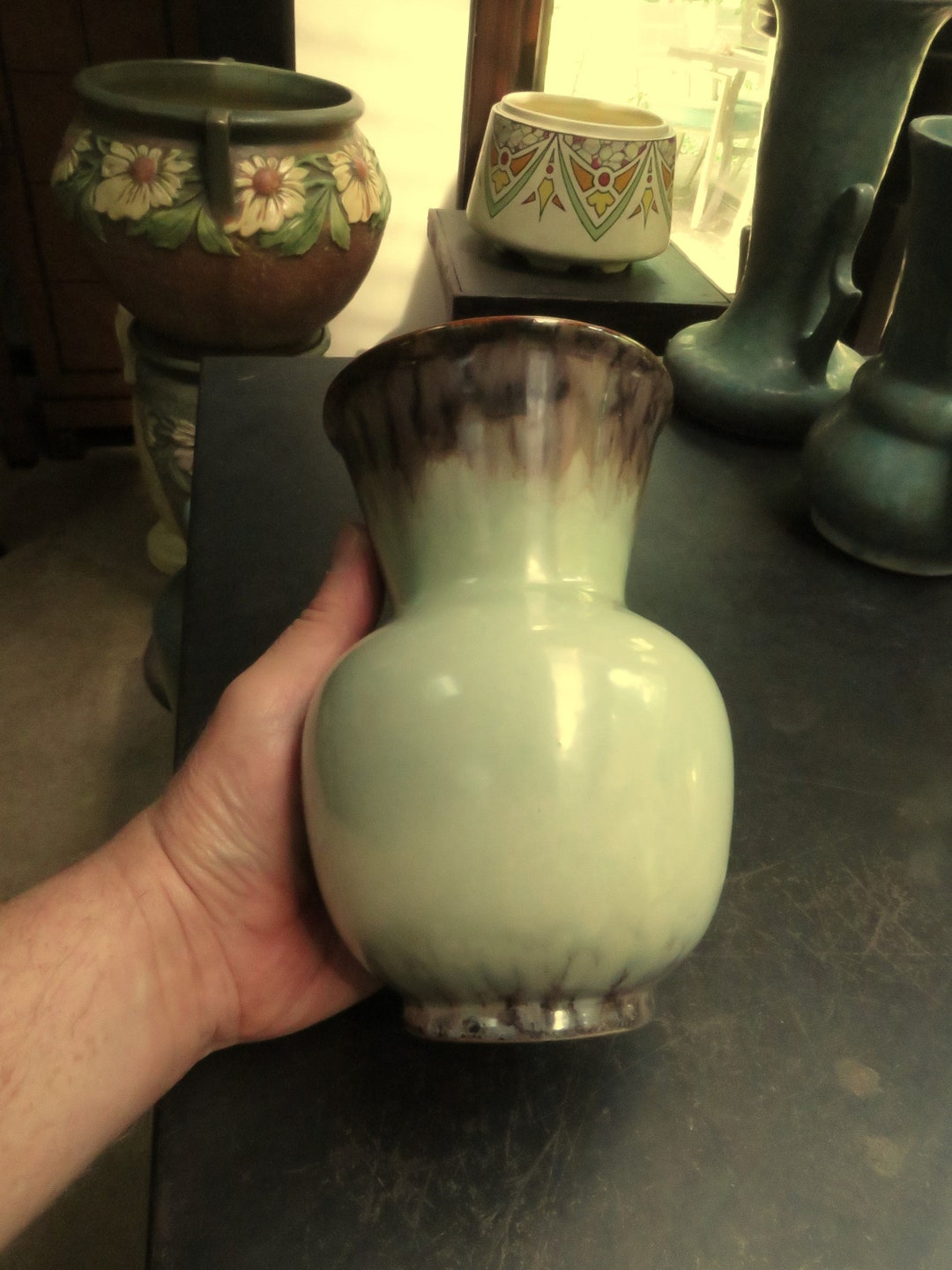 Vintage Germany Drip Glaze Green Vase 4498 MCM Mid Century Modern - Etsy