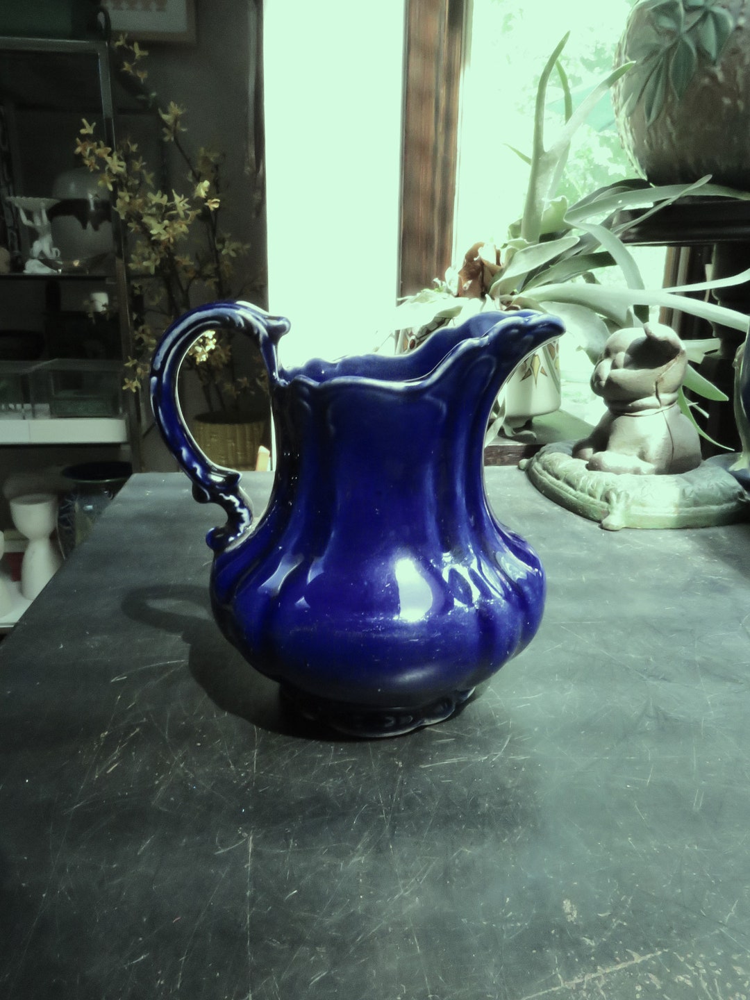 Antique Taylor Knowles Flow Blue Floral Leaf Pitcher - Etsy