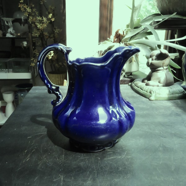 Antique Flow Blue Pitcher - Etsy