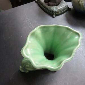 Vintage Cameron Clay Green Cornucopia Vase - Etsy