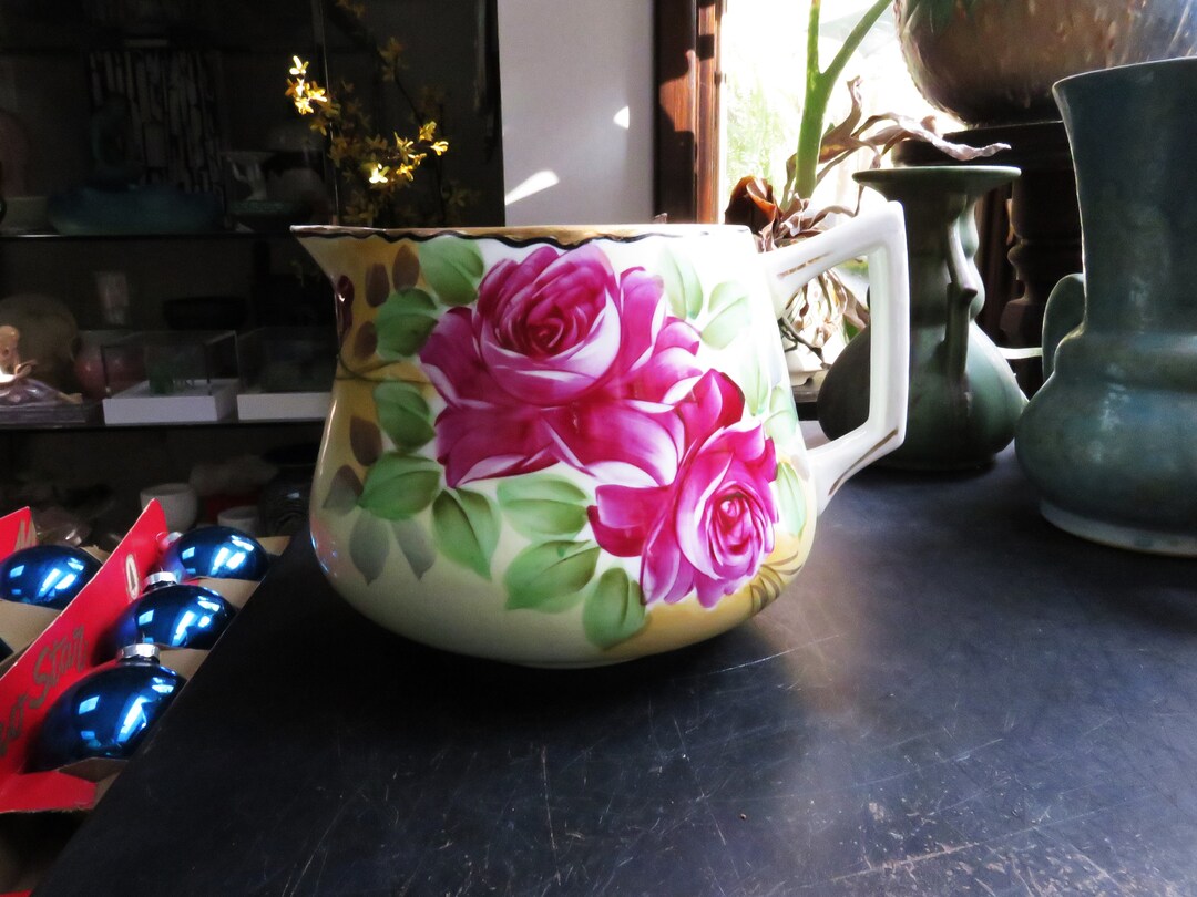 Vintage Hand Painted Nippon Rose Pitcher - Etsy