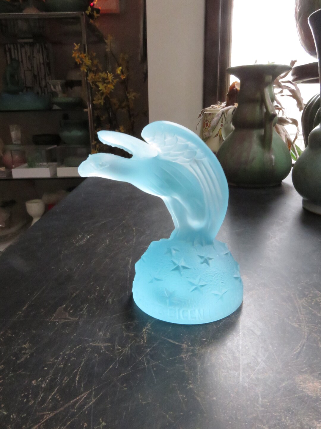 Vintage Summit Art Glass Bicentennial Blue Eagle Paperweight Figure ...