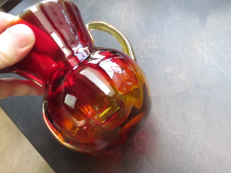 Vintage Blenko Red Amberina Art Glass Pitcher - Etsy