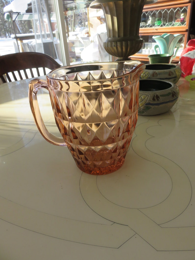 Vintage Depression Glass Diamond Pattern Water or Milk Pitcher | Etsy