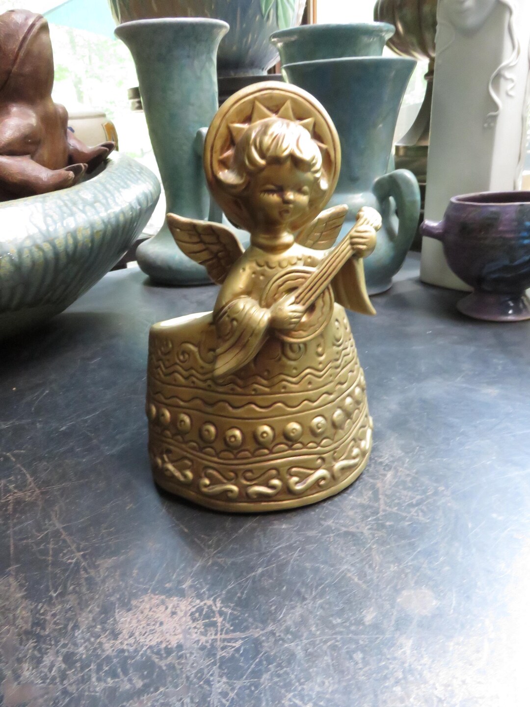 Vintage Napcoware Napco Gold Angel Guitar Instrument Christmas Figure ...