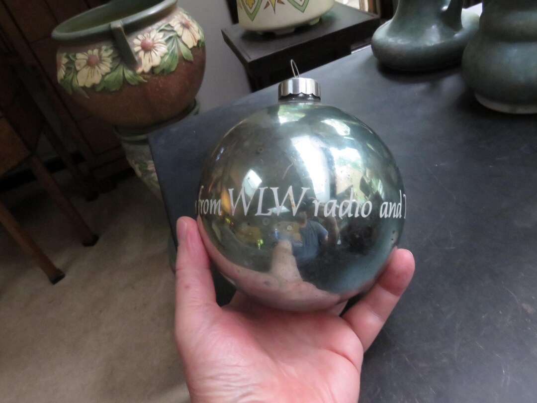 Vintage Rare Cincinnati WLW Radio and TV Station Large Glass Christmas ...