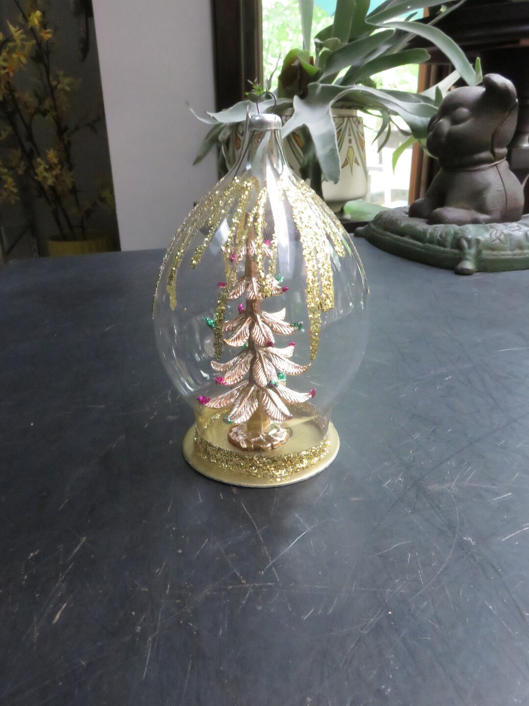 Vintage Diorama Italy Tree Glass Glitter Christmas Tree Ornament - Etsy