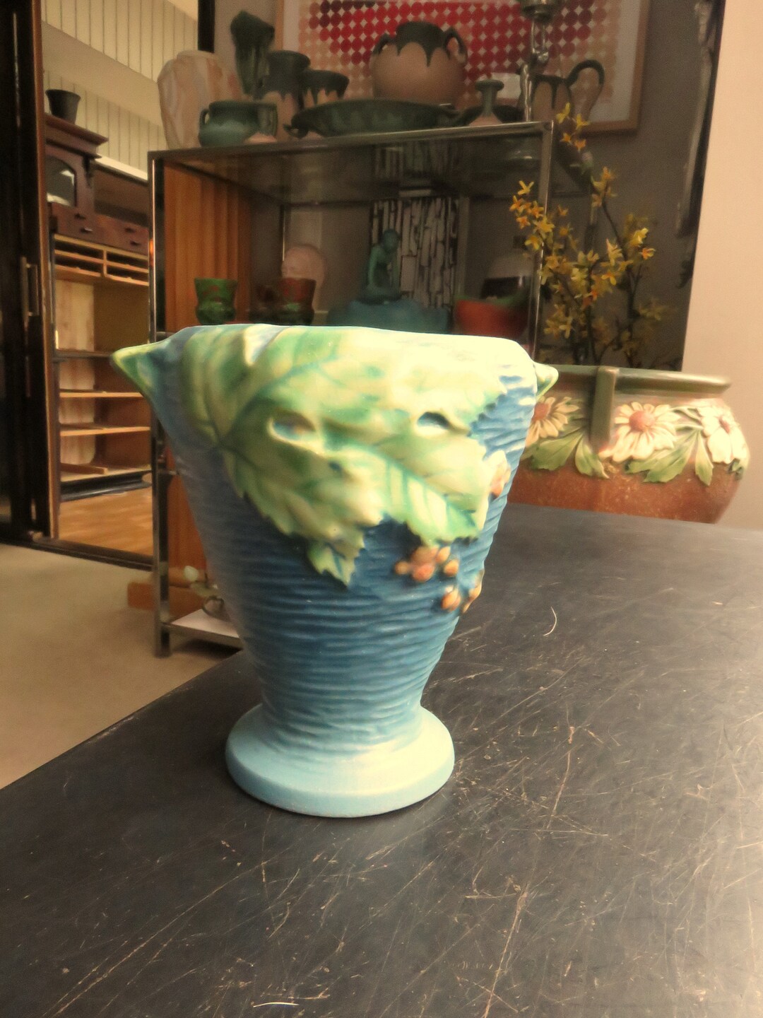 Vintage Roseville Bushberry Leaf Berry Vase 28-4 Deco - Etsy