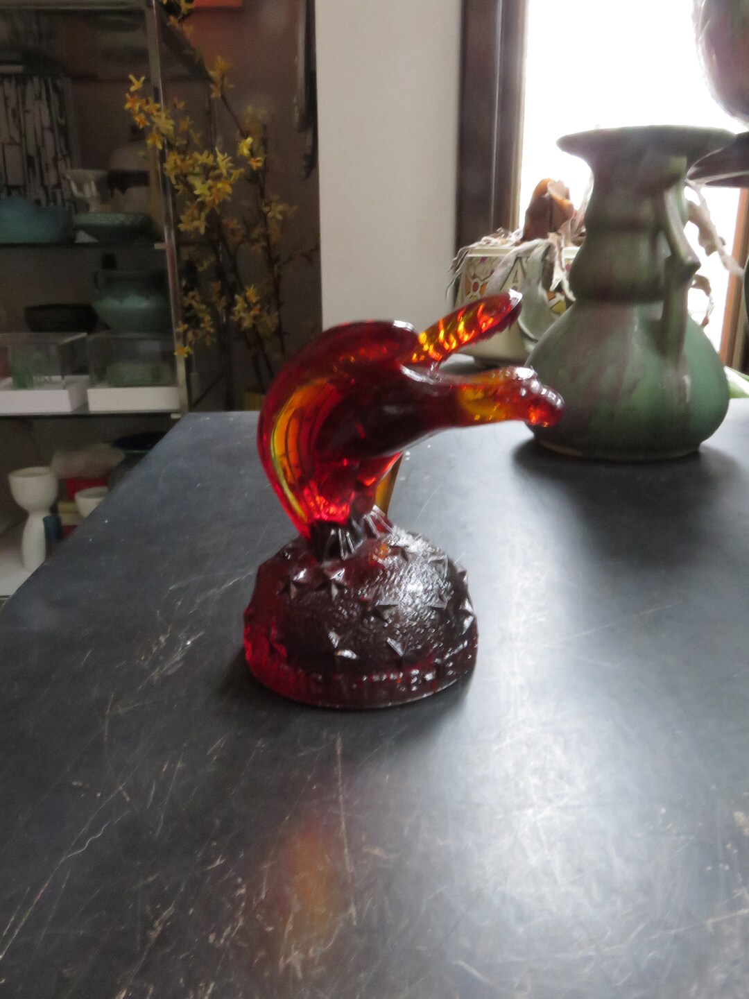 Vintage Summit Art Glass Bicentennial Amberina Eagle Paperweight Figure ...