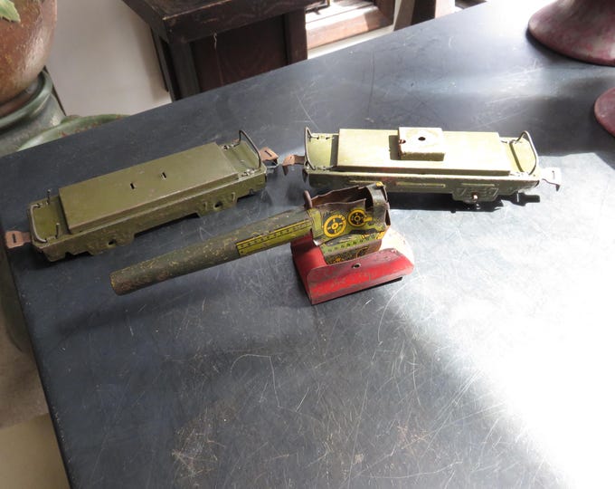 Vintage Tin Litho Marx Army Train Car Gun for Repair or Parts - Etsy