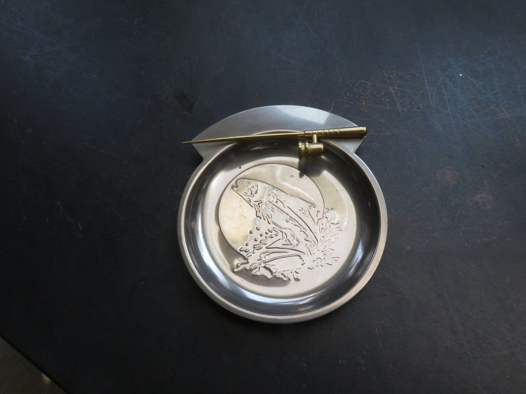 Vintage Chrome Fish Trinket Dish or Ashtray Fishing Pole Plate - Etsy
