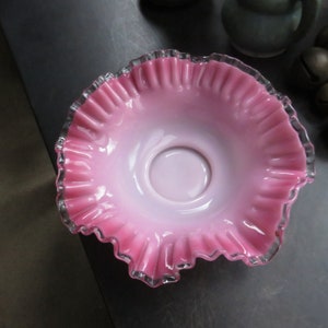 Vintage Fenton Pink Crest Ruffled Glass Bowl - Etsy