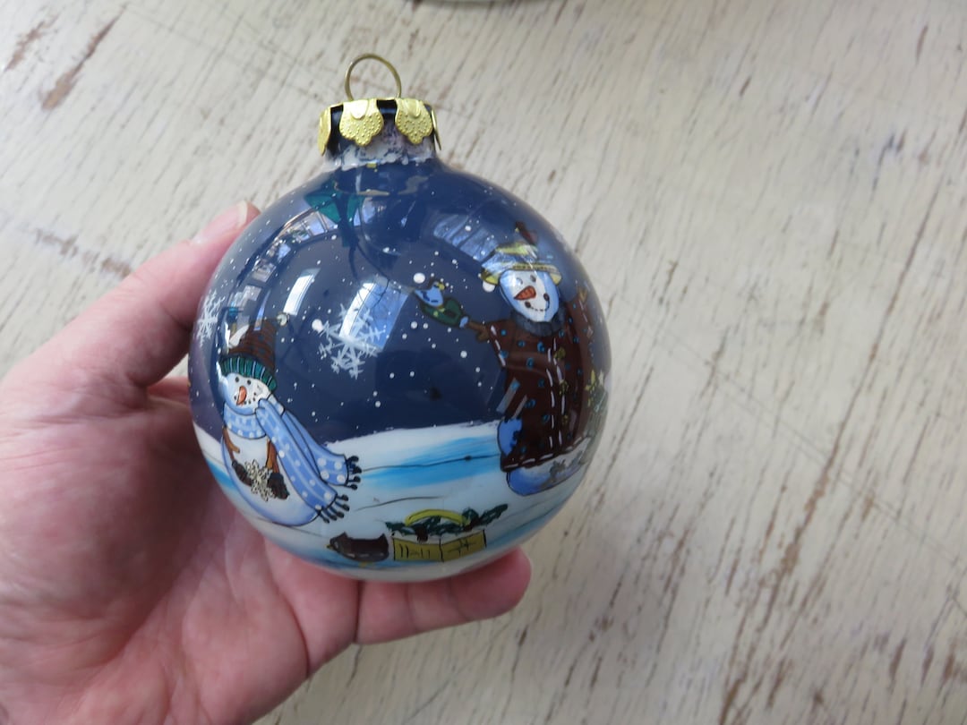 Vintage Large Snowman Glass Christmas Tree Ornament - Etsy