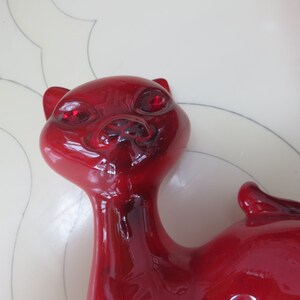 Vintage Lot of 2 Red Cat Figures With Red Plastic Rhinestone Eyes MCM ...