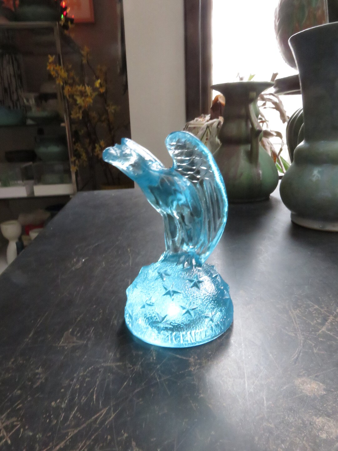 Vintage Summit Art Glass Bicentennial Blue Eagle Paperweight Figure ...