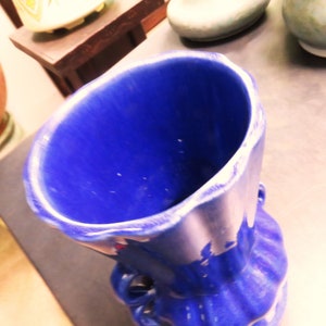 Vintage Mccoy Cobalt Blue Handled Ribbed Vase - Etsy