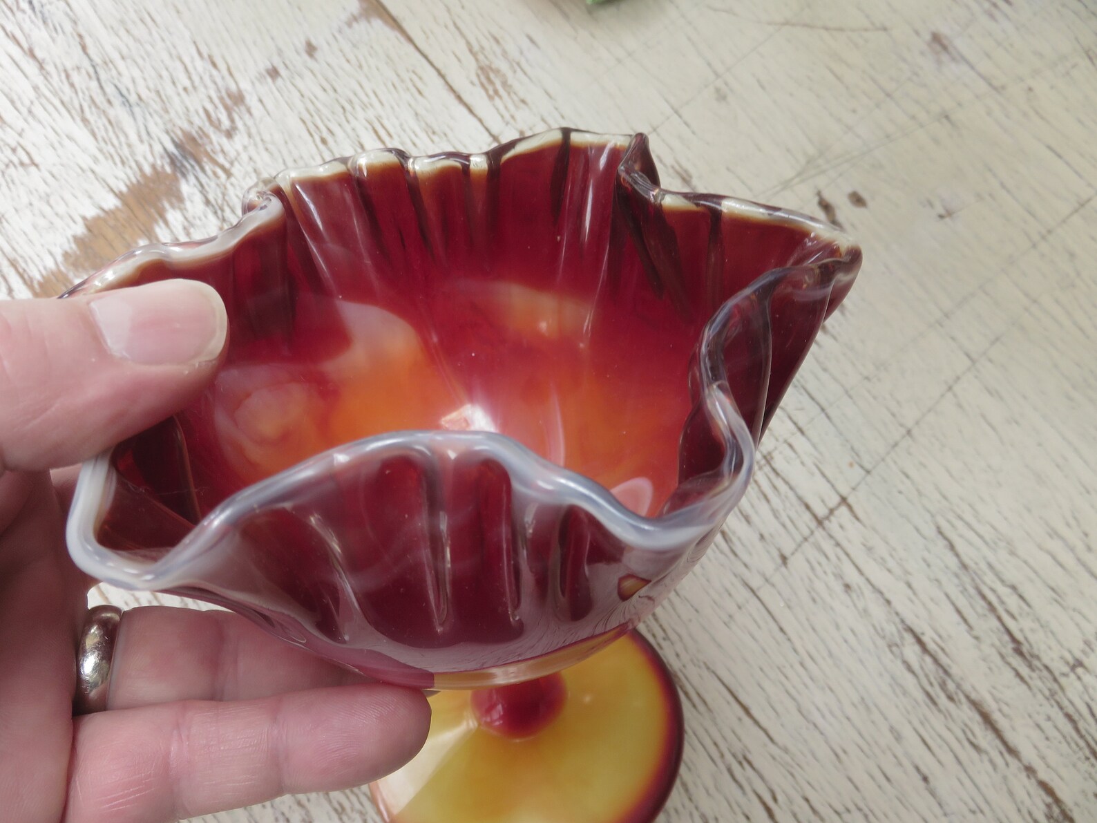 Vintage Imperial Art Red Slag Glass Compote Bowl Candy Dish - Etsy