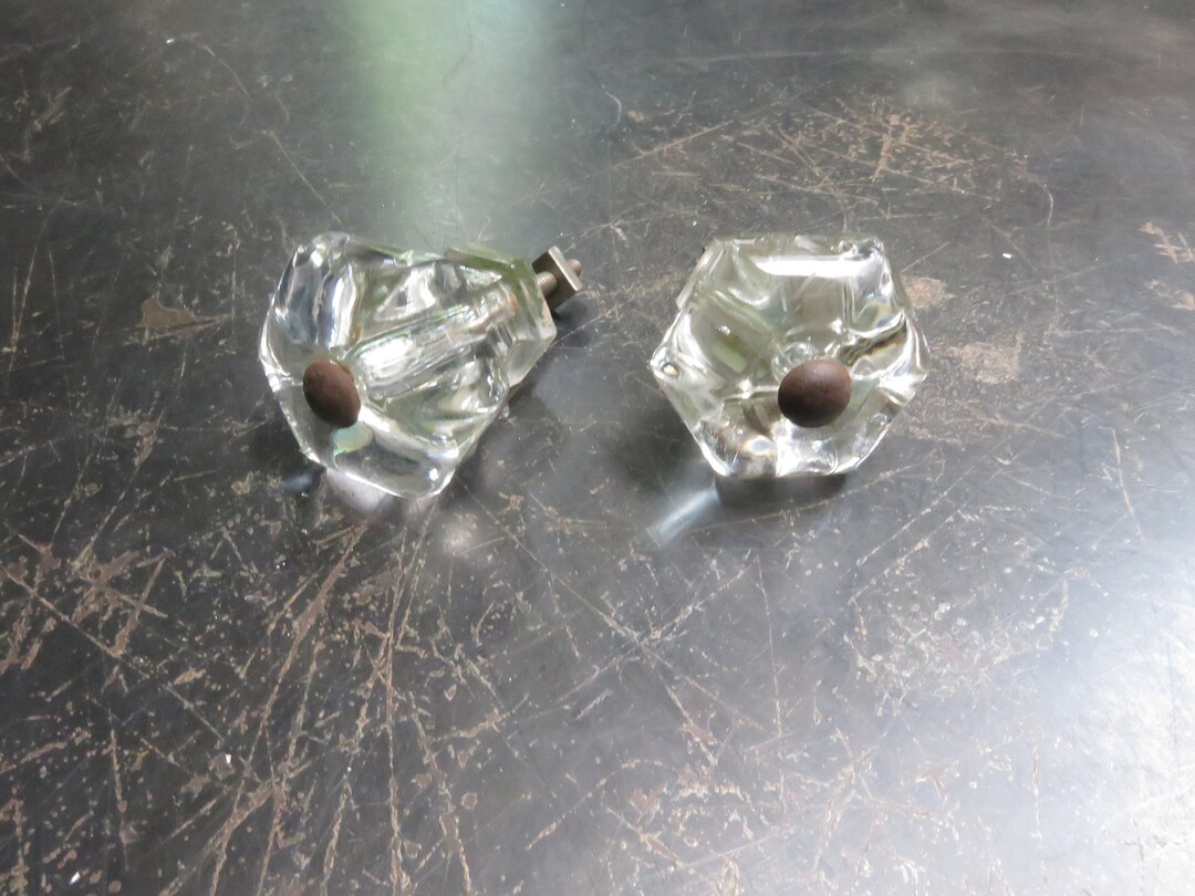 Vintage Lot of 2 Glass Ornate Drawer Pull Salvage Repurpose - Etsy