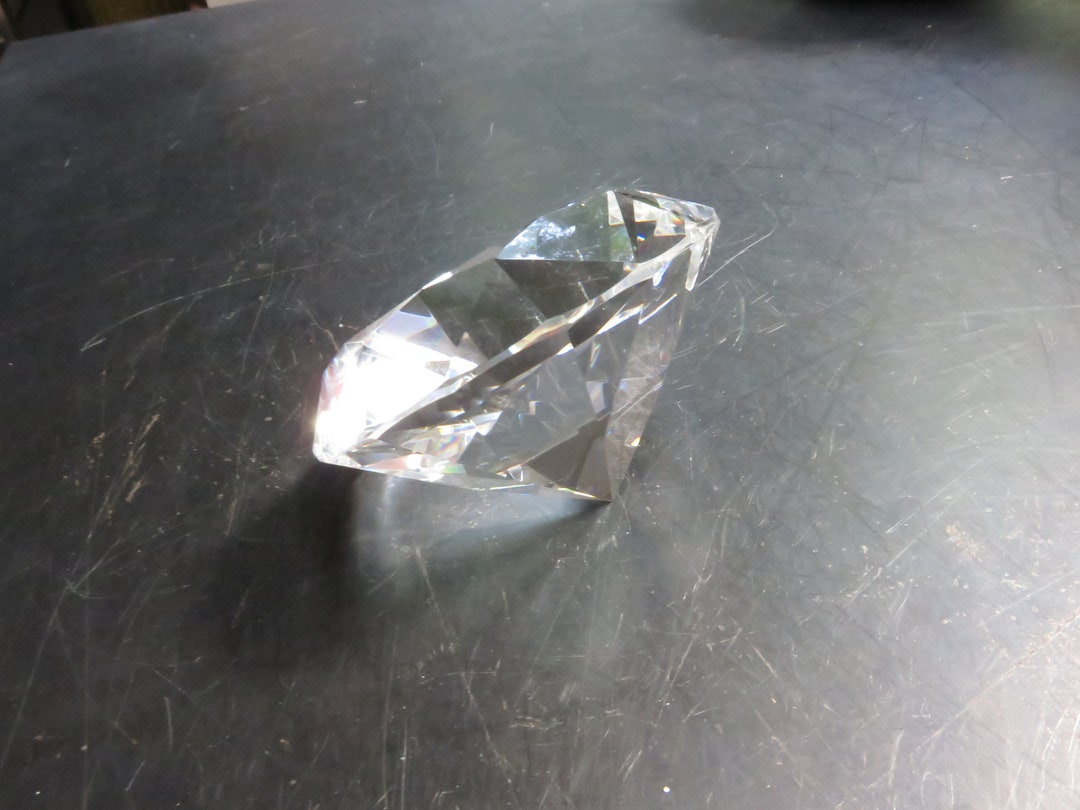 Vintage Diamond Shape Crystal Paperweight Figure - Etsy
