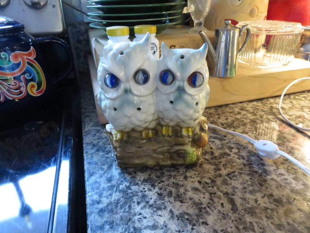 Vintage Norleans Owls With Marble Eyes Lamp Japan - Etsy