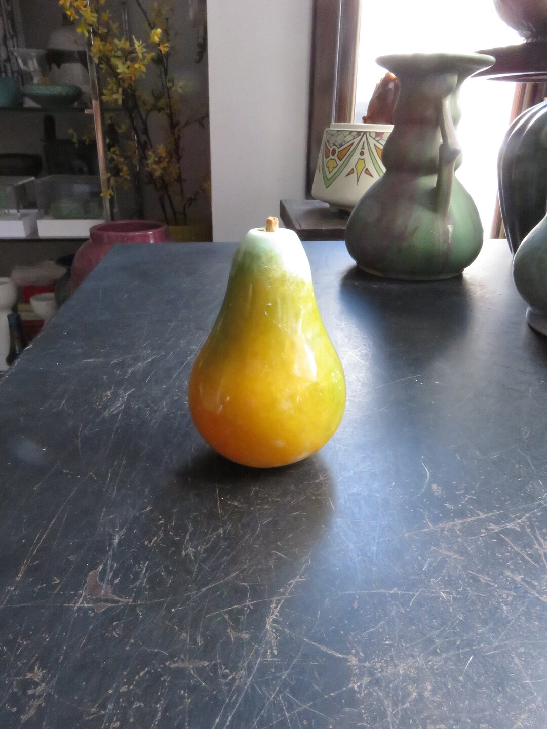Vintage Stone Marble or Alabaster Pear Fruit Figure Paperweight ...