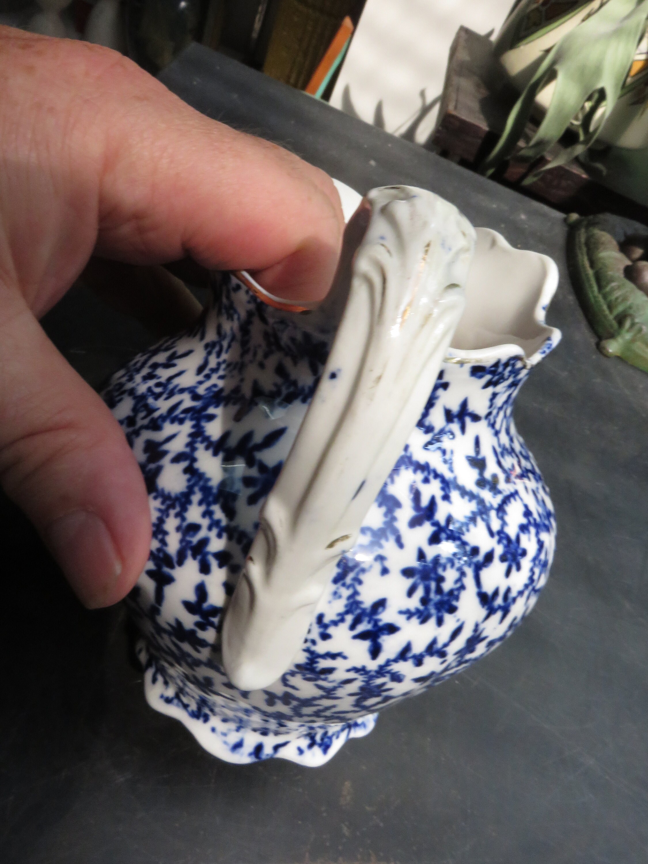 Antique Taylor Knowles Flow Blue Floral Leaf Pitcher - Etsy