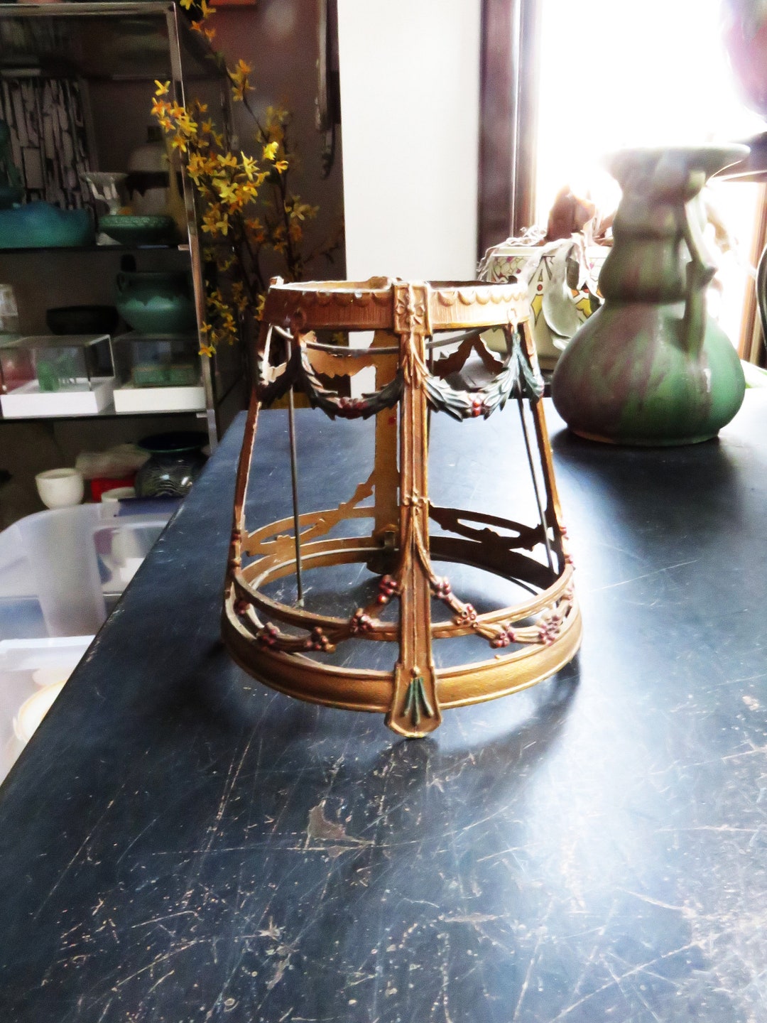 Antique Ornate Metal Lamp Shade Part - Etsy