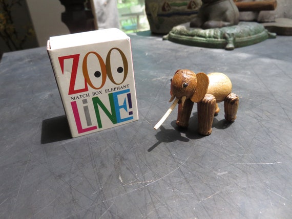 Vintage Zoo Line Match Box Elephant Wood Figure | Etsy