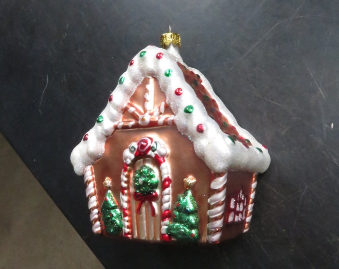 Vintage Gingerbread House Glitter Glass Christmas Tree Ornament - Etsy