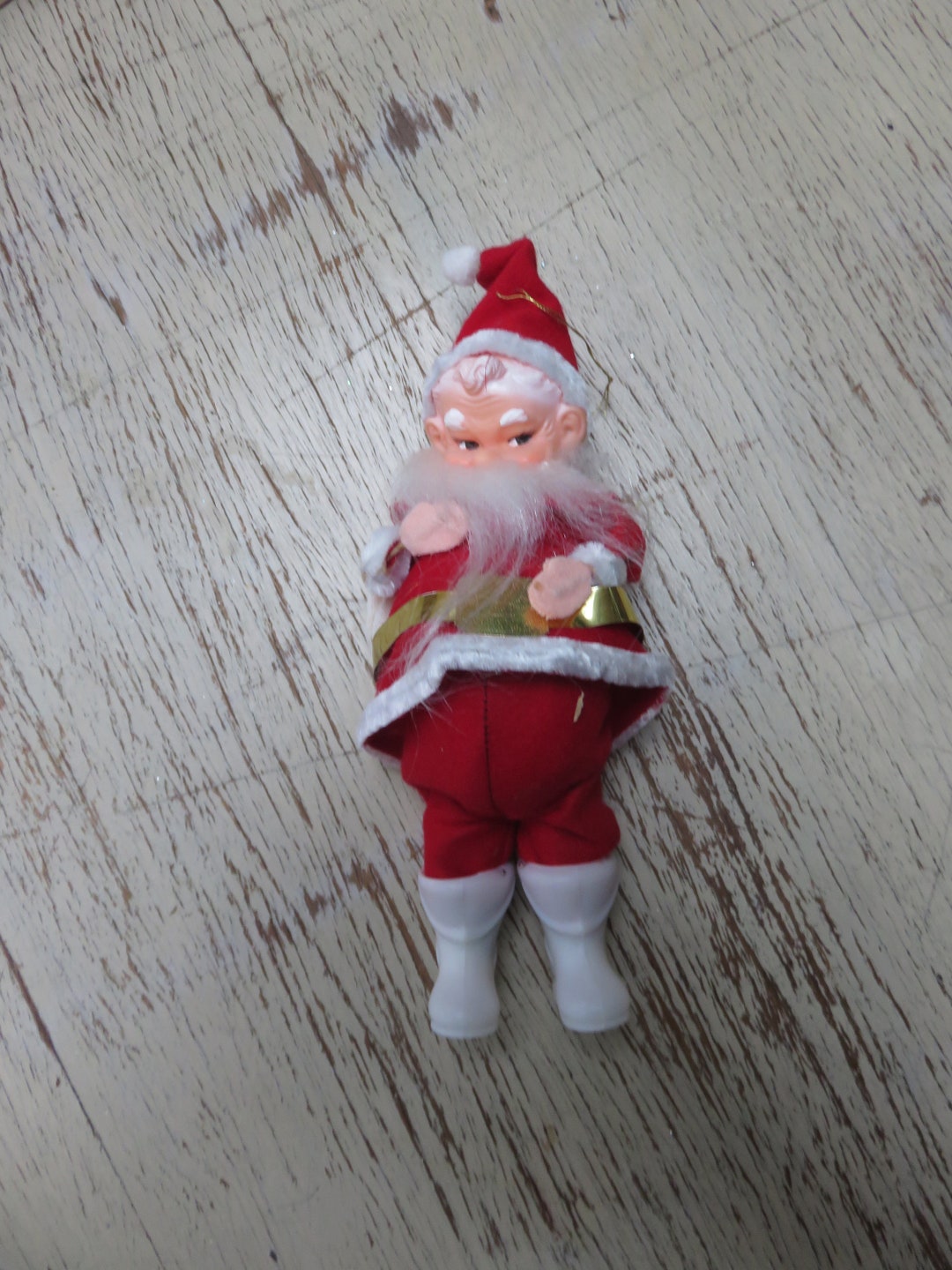 Vintage Christmas Velvet and Plastic Santa Figure - Etsy
